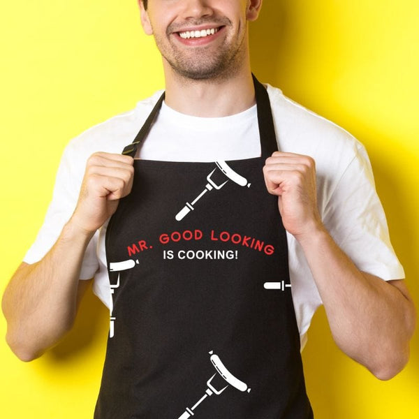 "Mr. Good Looking" Cooking Apron For Men - Patio & Pizza Outdoor ...